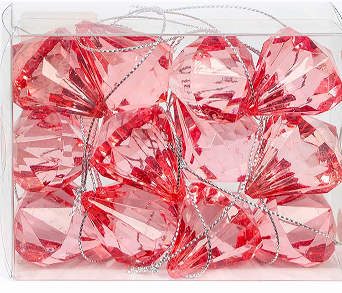 Christmas Ornament Set of 12 Acrylic Diamonds in Dark Pink – Season2Season
