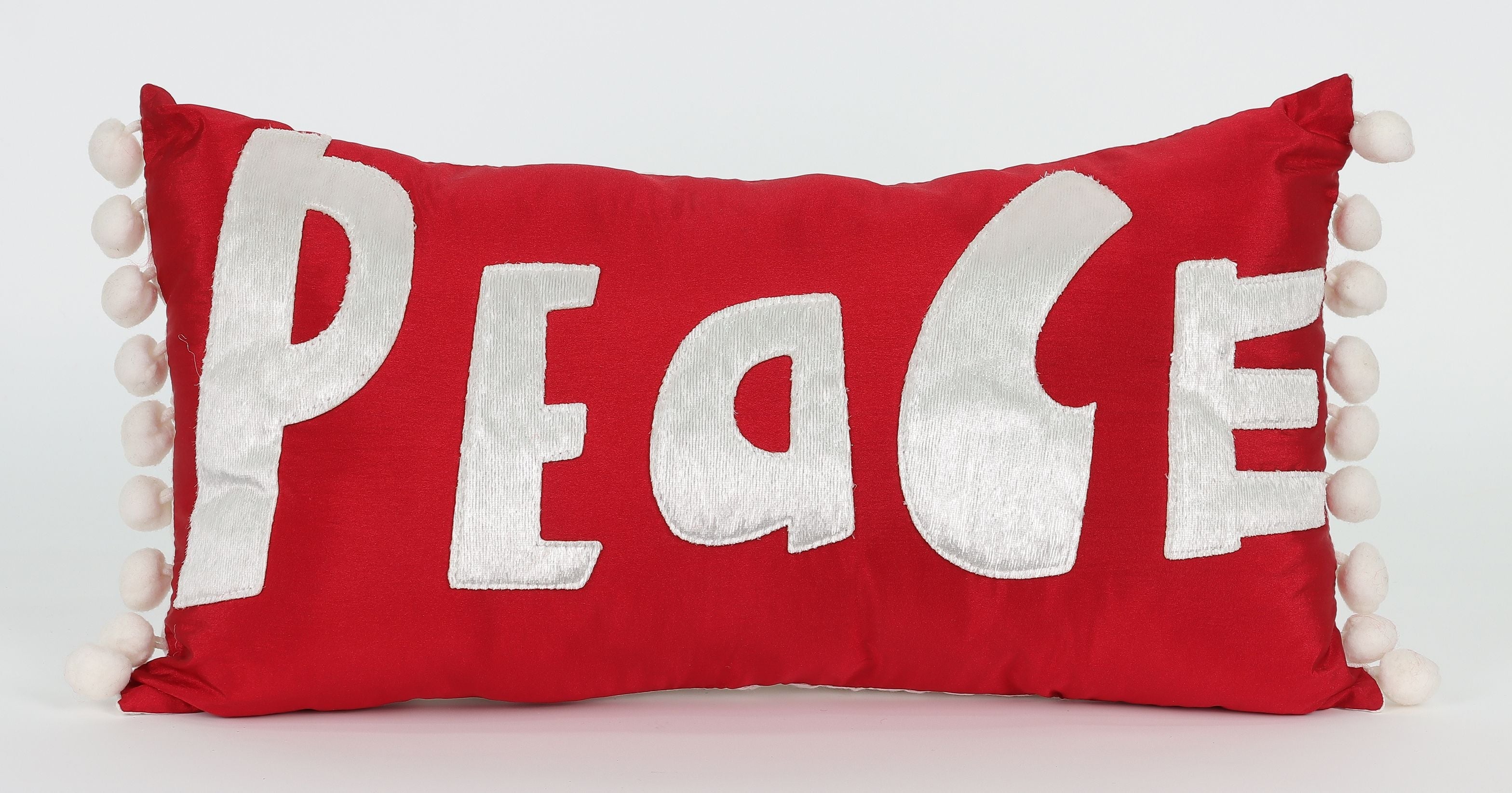 17"X7" Rectangle Red/White Christmas Pillow With "Peace" Pattern ...